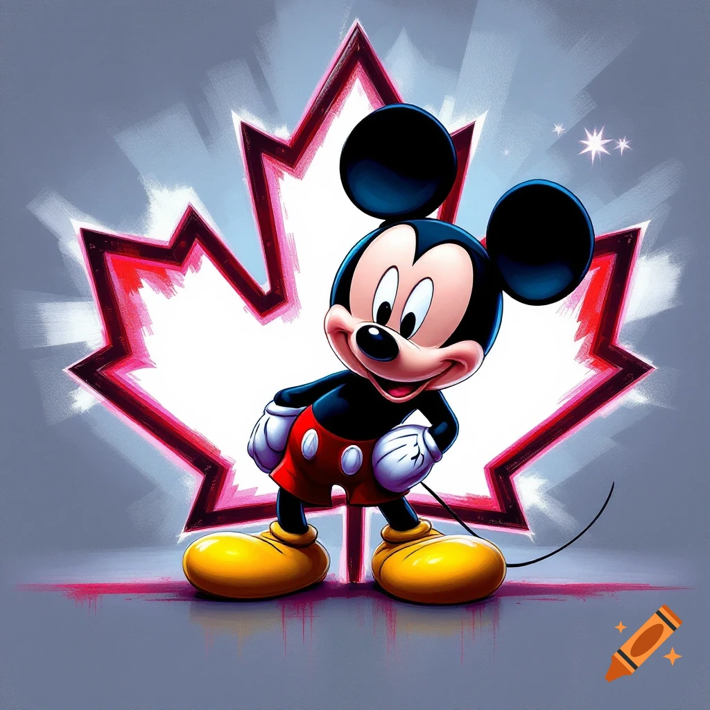 Mickey Mouse in front of Toronto Maple Leafs logo on Craiyon