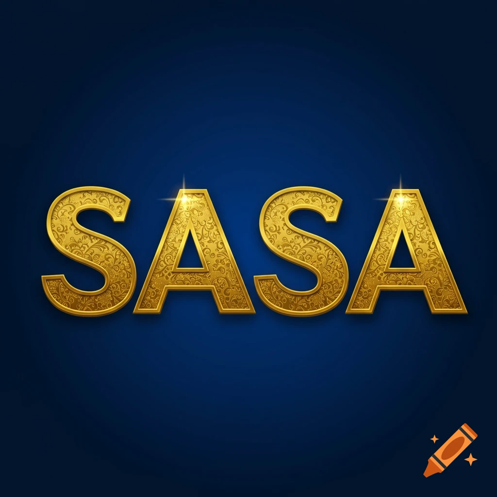 SASA club name in gold Indian ethnic font on Craiyon