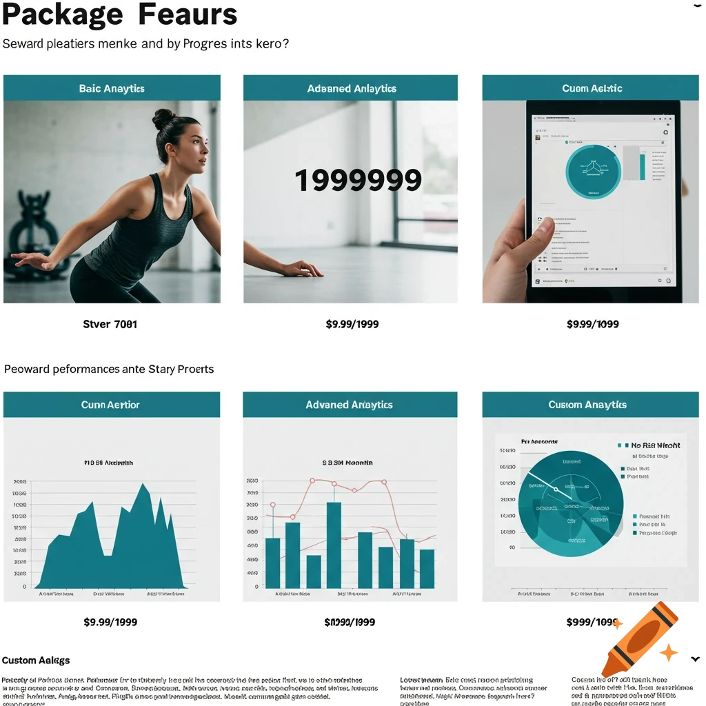 Package price features: basic, advanced, and custom analytics on Craiyon