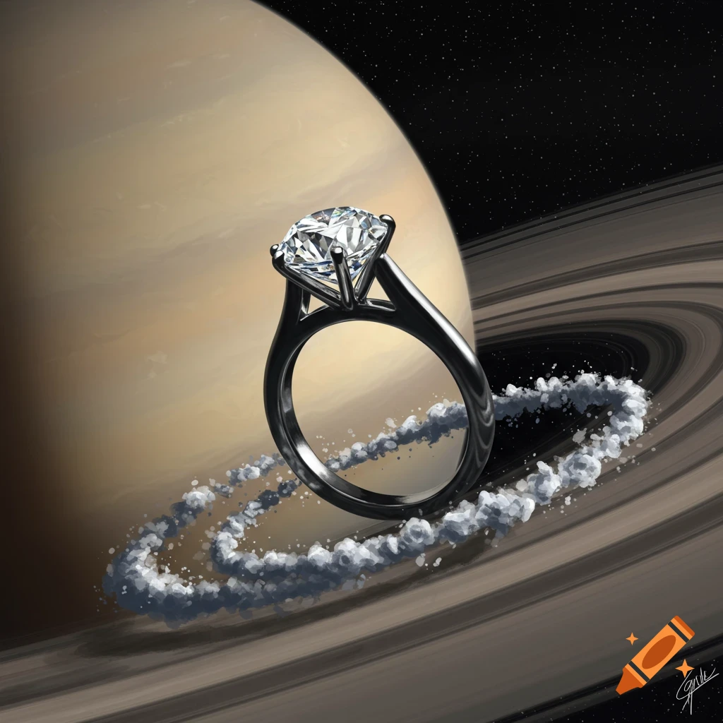 Wedding ring made from Mercury diamond on a Saturn ring on Craiyon