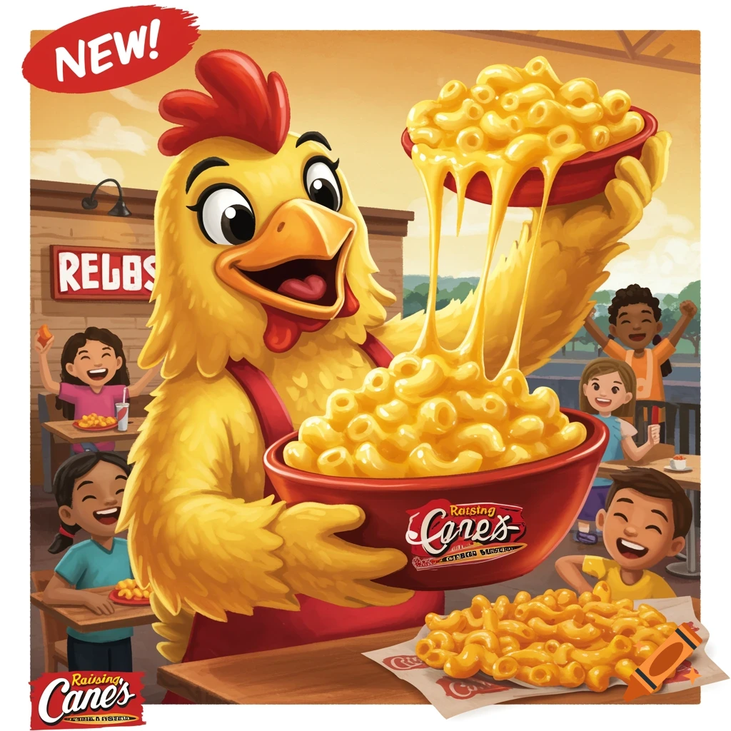 Raising Cane's kids menu mac and cheese promotion on Craiyon
