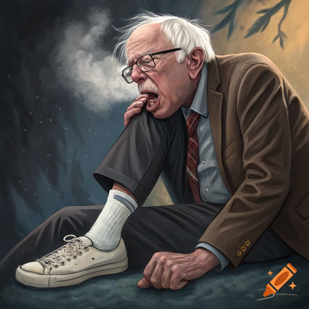 Caricature portrait of Mitch McConnell with red blotches on his face ...