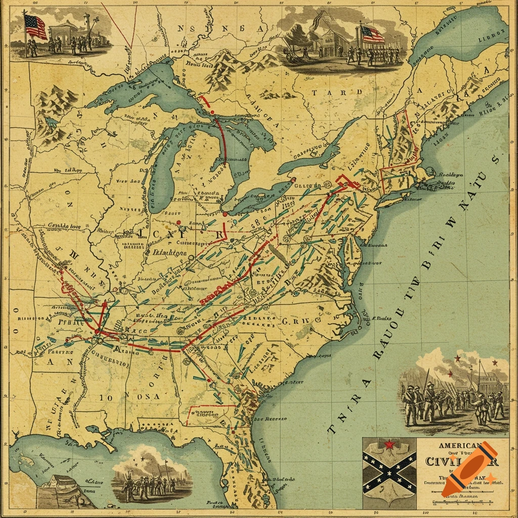 American Civil War map on Craiyon