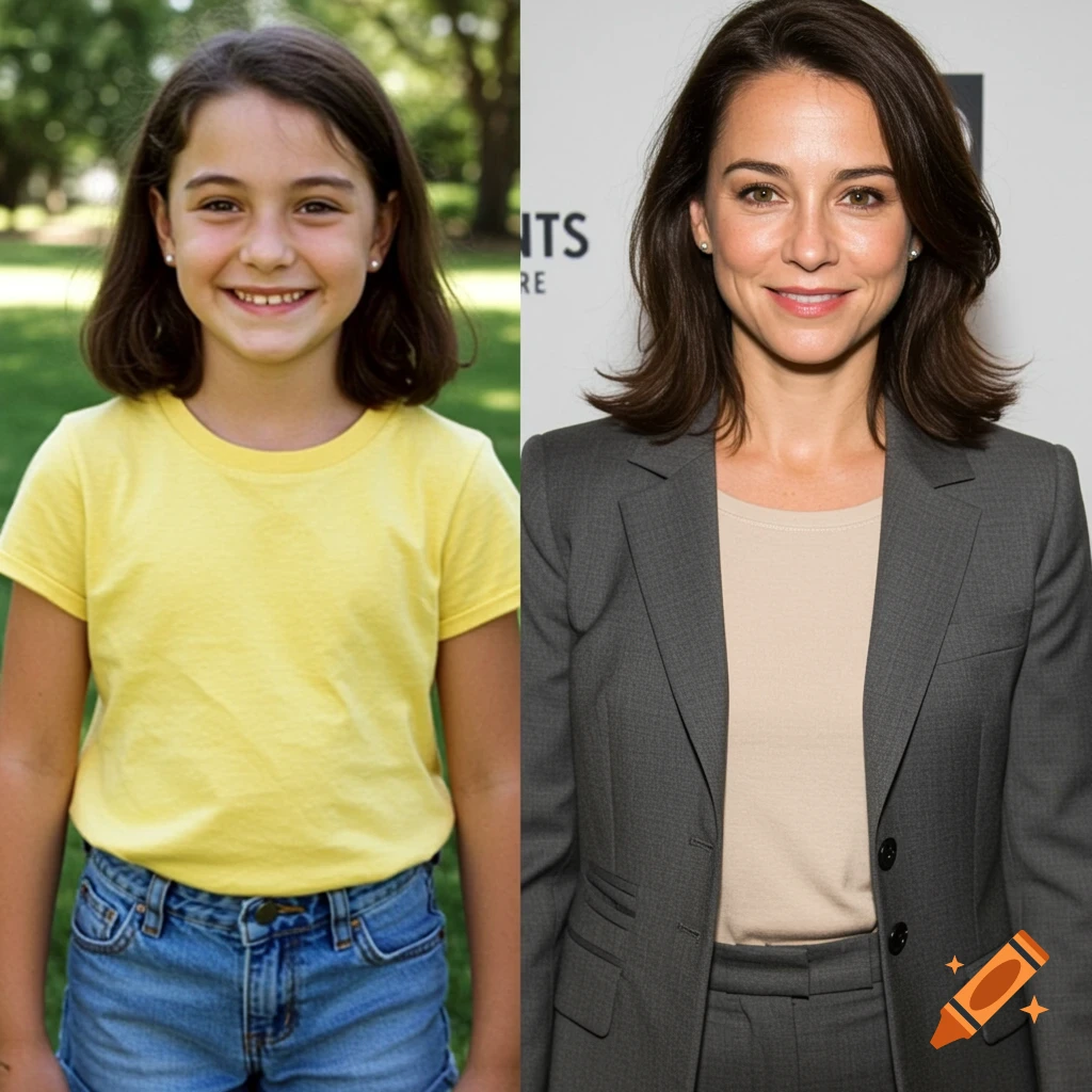 Before and after photo of a girl aging from 10 to 50 years old on Craiyon