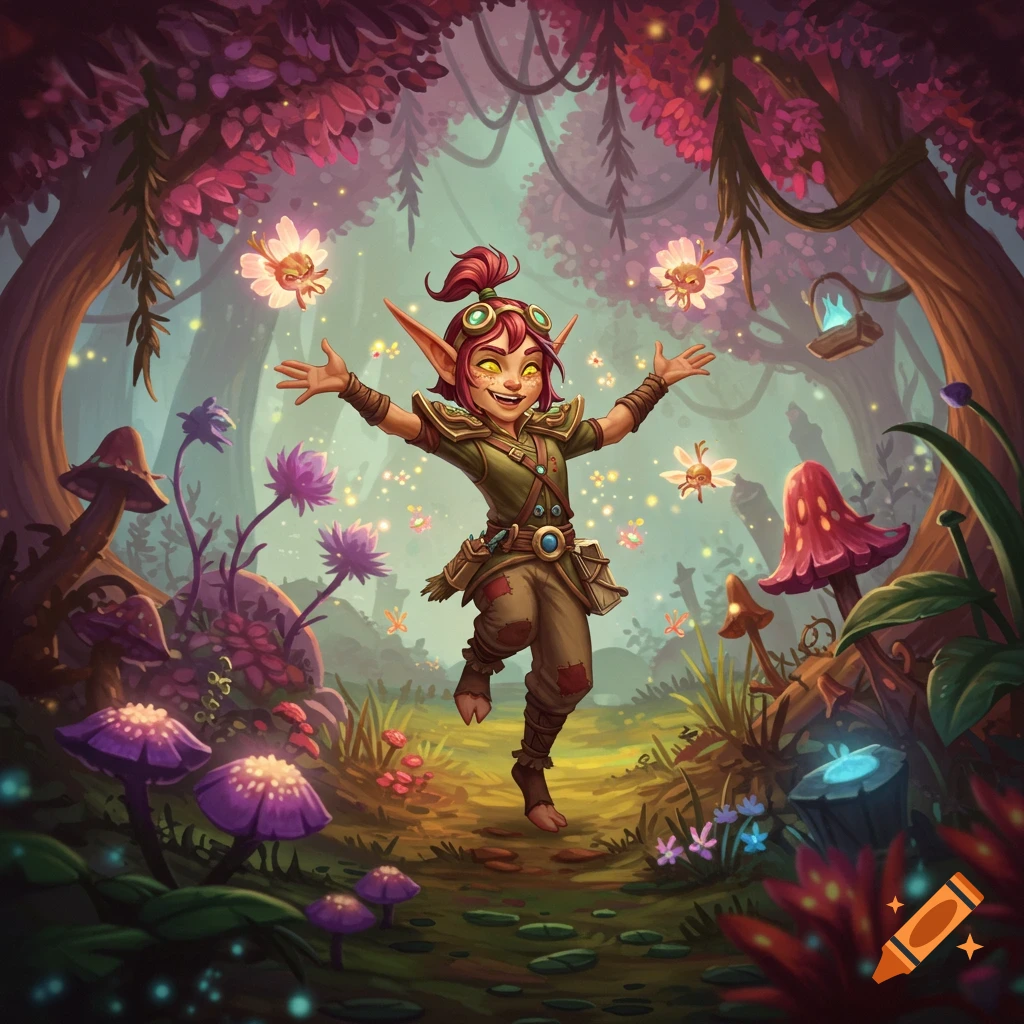 Whimsical elf illustration on Craiyon