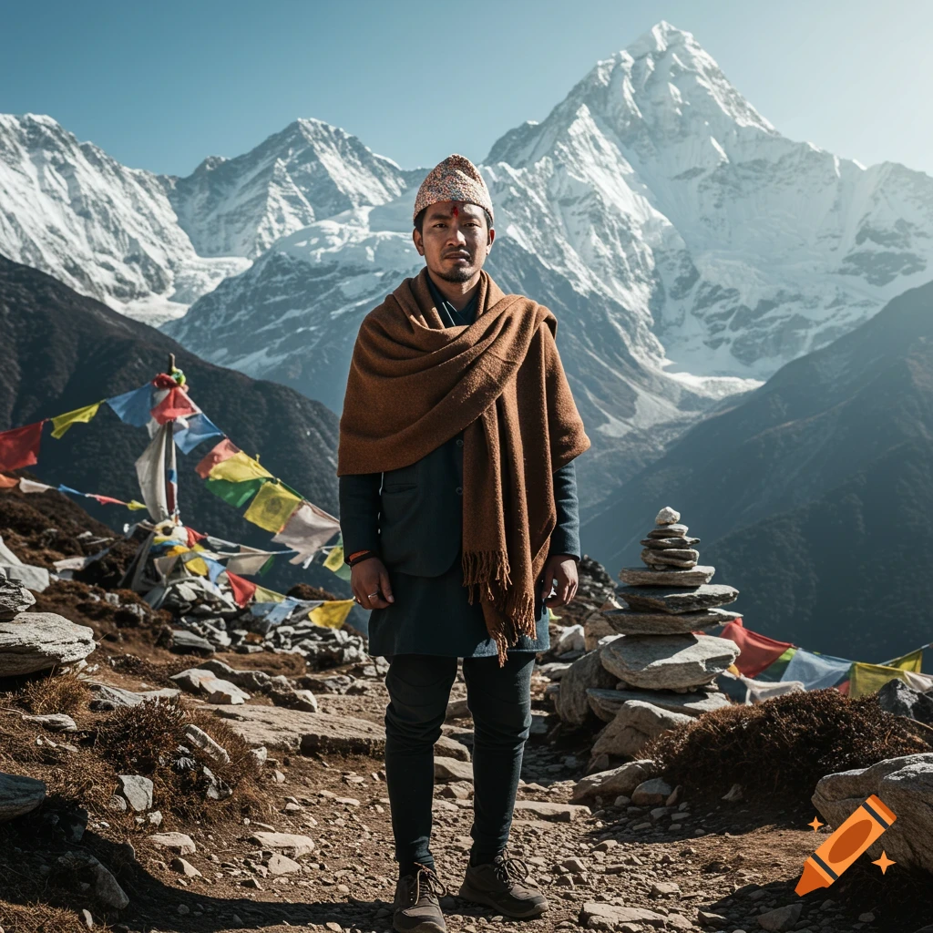 Bhutanese man in traditional attire on Craiyon