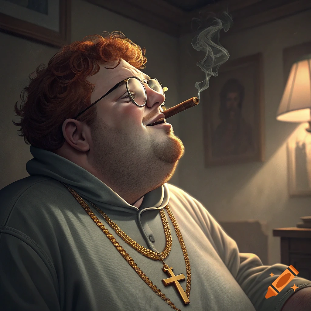 Caricature of a man resembling Peter Griffin, wearing glasses and a ...