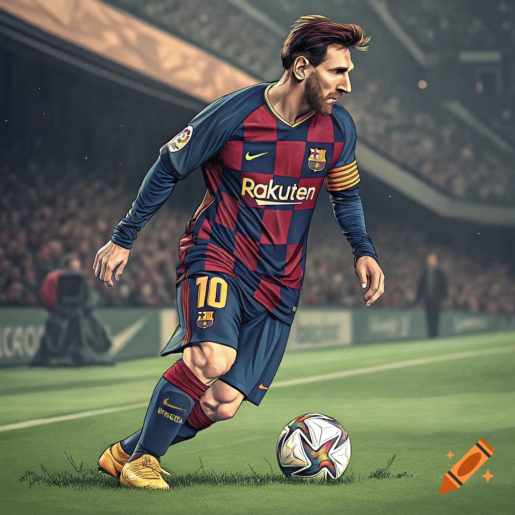 Lionel Messi holding a yellow soccer jersey in a stadium. on Craiyon