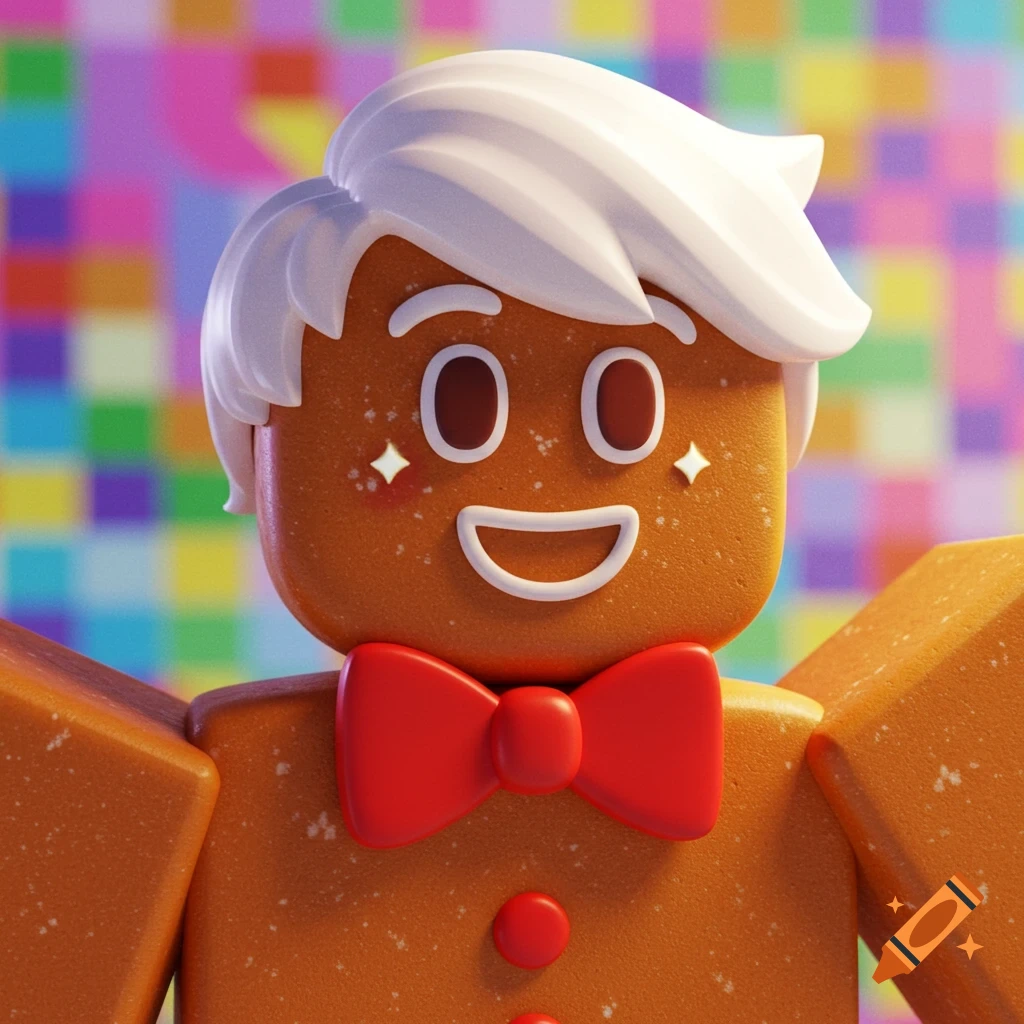 Toon Ginger gingerbread cookie character from Roblox's Dandy's World on Craiyon
