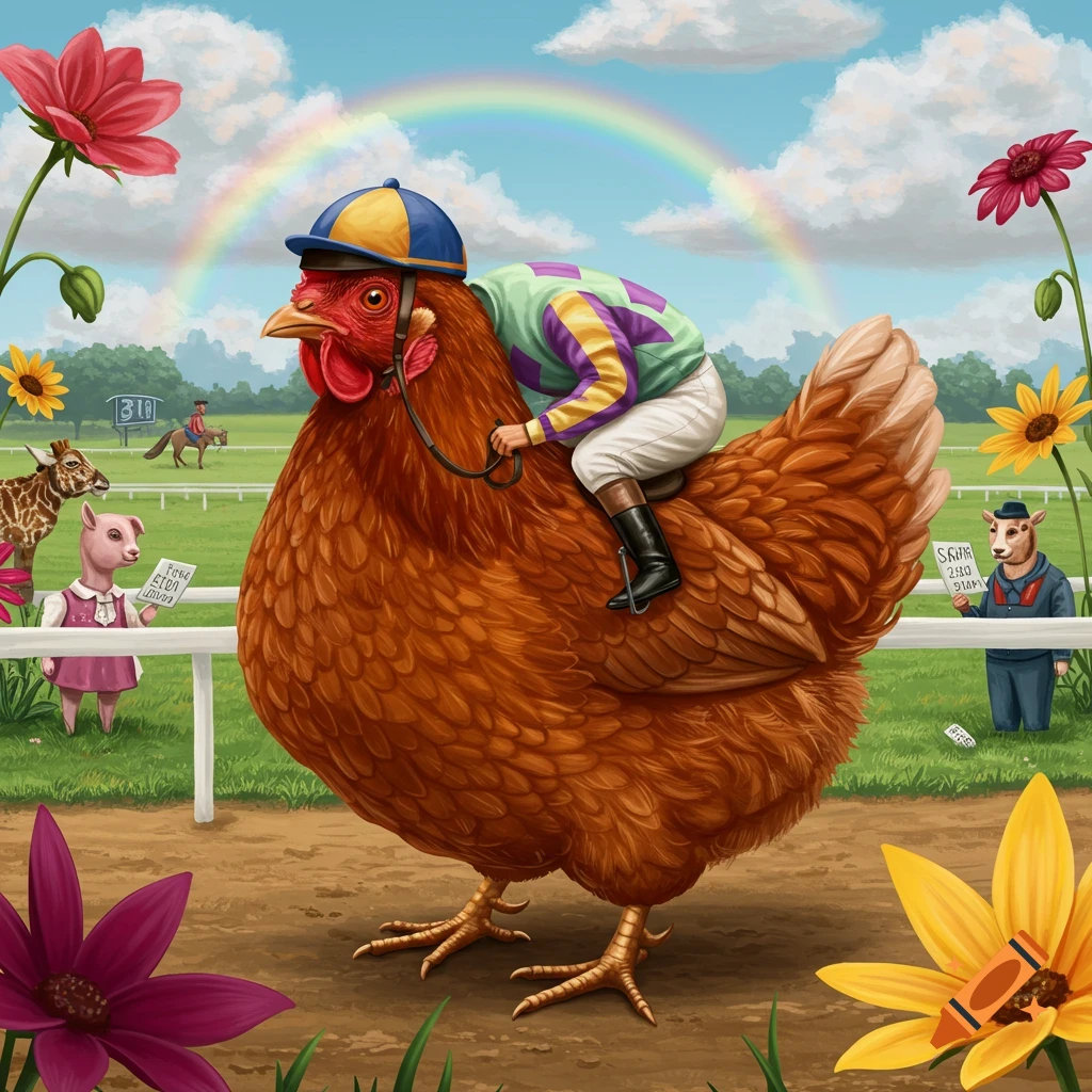 Chicken jockey from a video game on Craiyon
