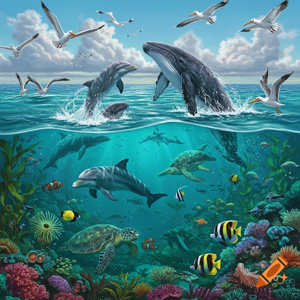 Multiple pastel-colored sea turtles swim and rest on the ocean floor ...