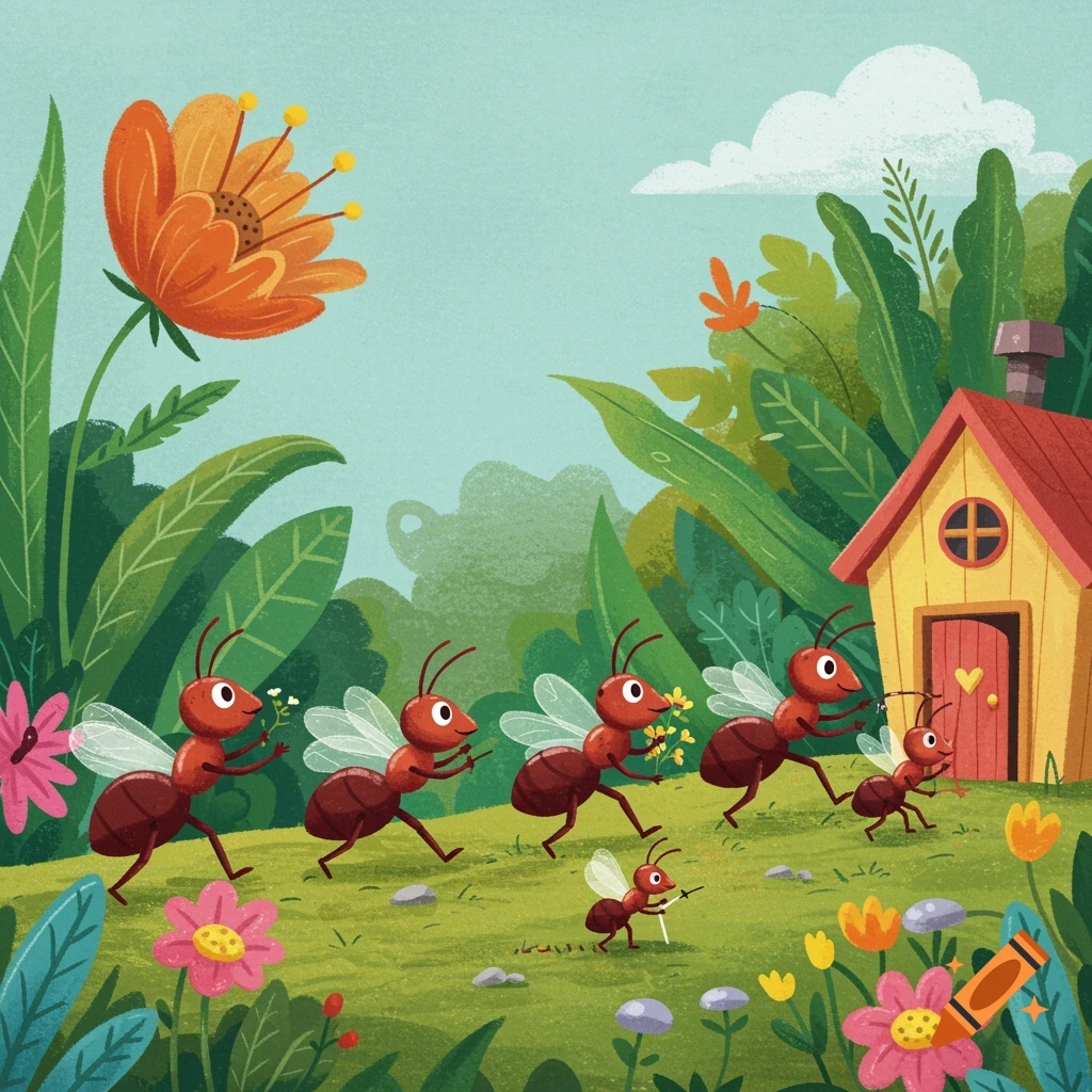 Ants marching, one shutting a door. on Craiyon