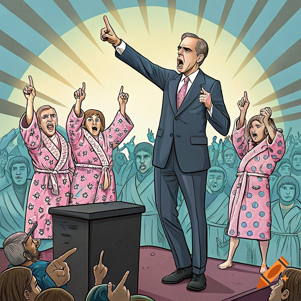 Pop art illustration of a politician speaking on stage to a crowd ...