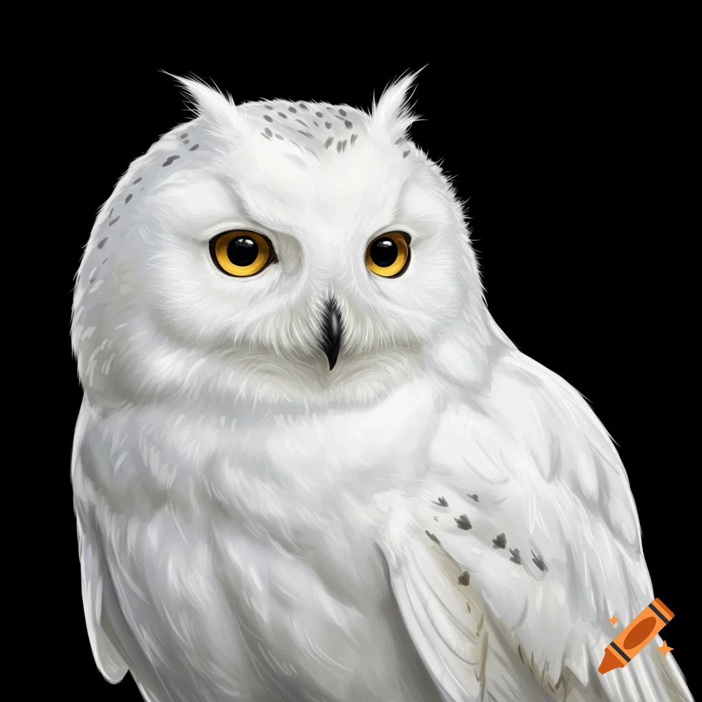 Snowy owl digital art with feather head adornments on Craiyon