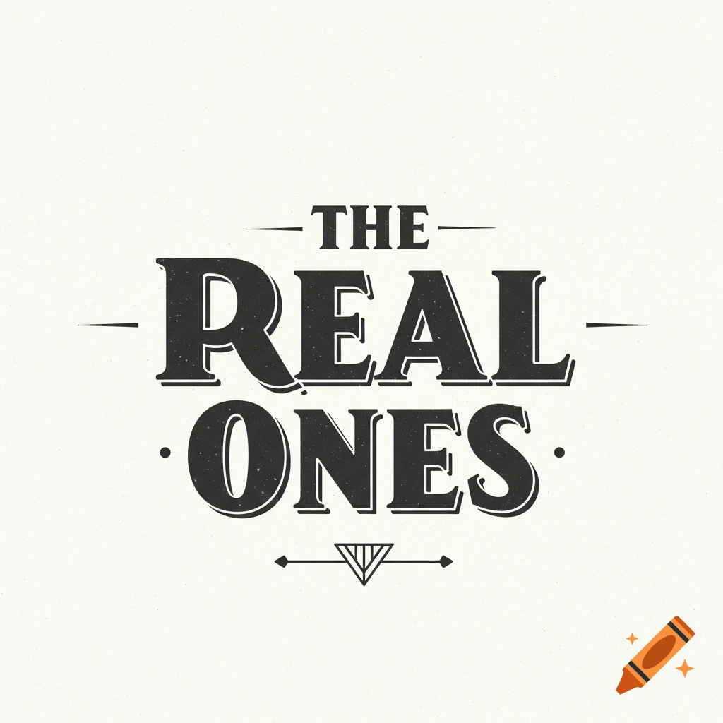 Black logo with the text "THE REAL ONES" centered, with decorative ...