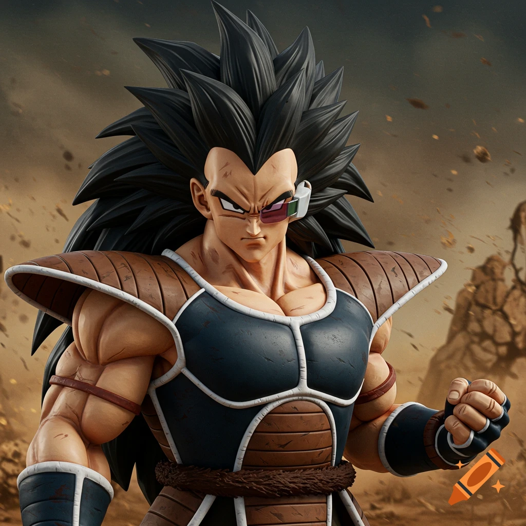 Bust shot of Raditz from Dragon Ball Z in Saiyan armor in a desert ...