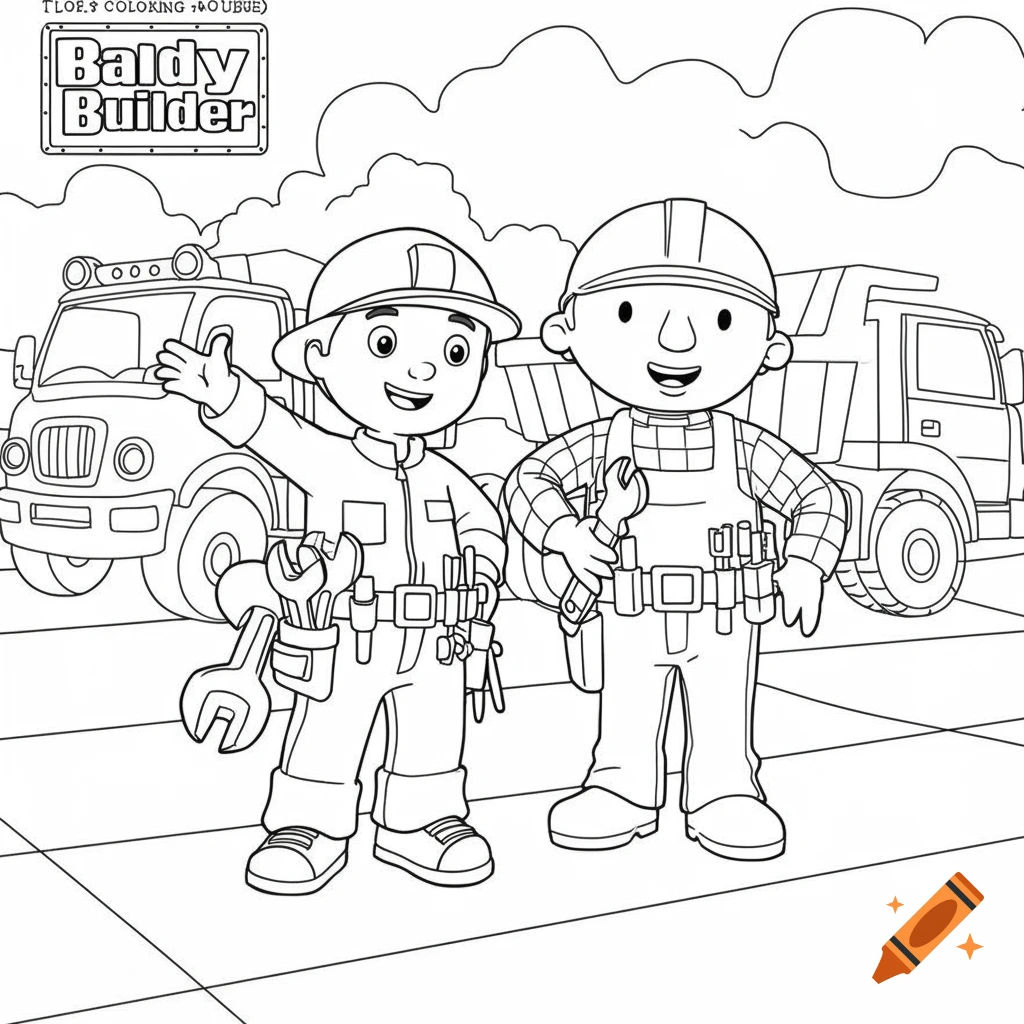 Handy Manny and Bob the Builder coloring page on Craiyon