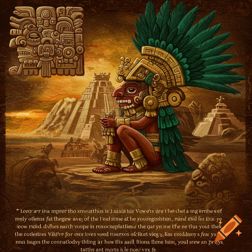Aztec symbols: arrival, Tenochtitlán, conquest on Craiyon