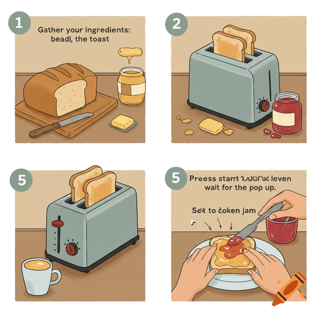 Step-by-step guide on how to make toast on Craiyon