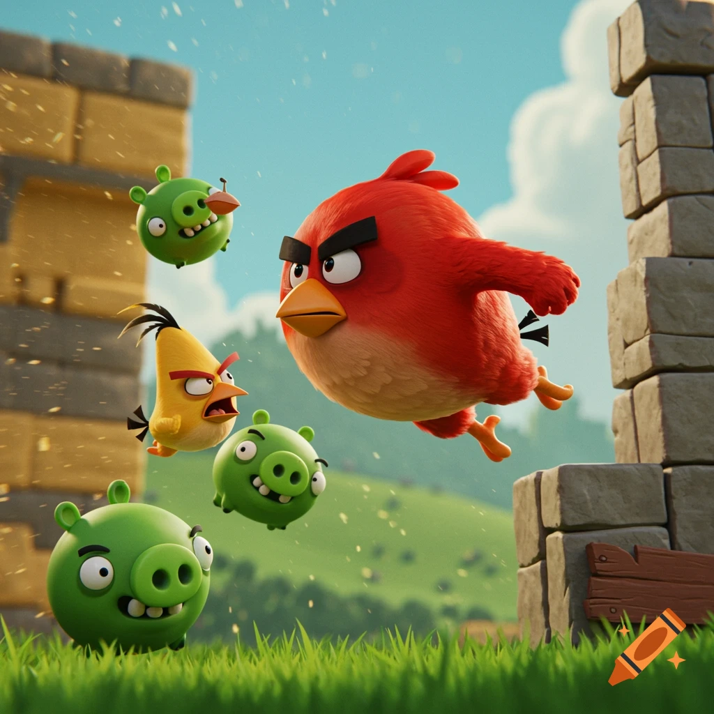 Angry Birds cartoon characters on Craiyon