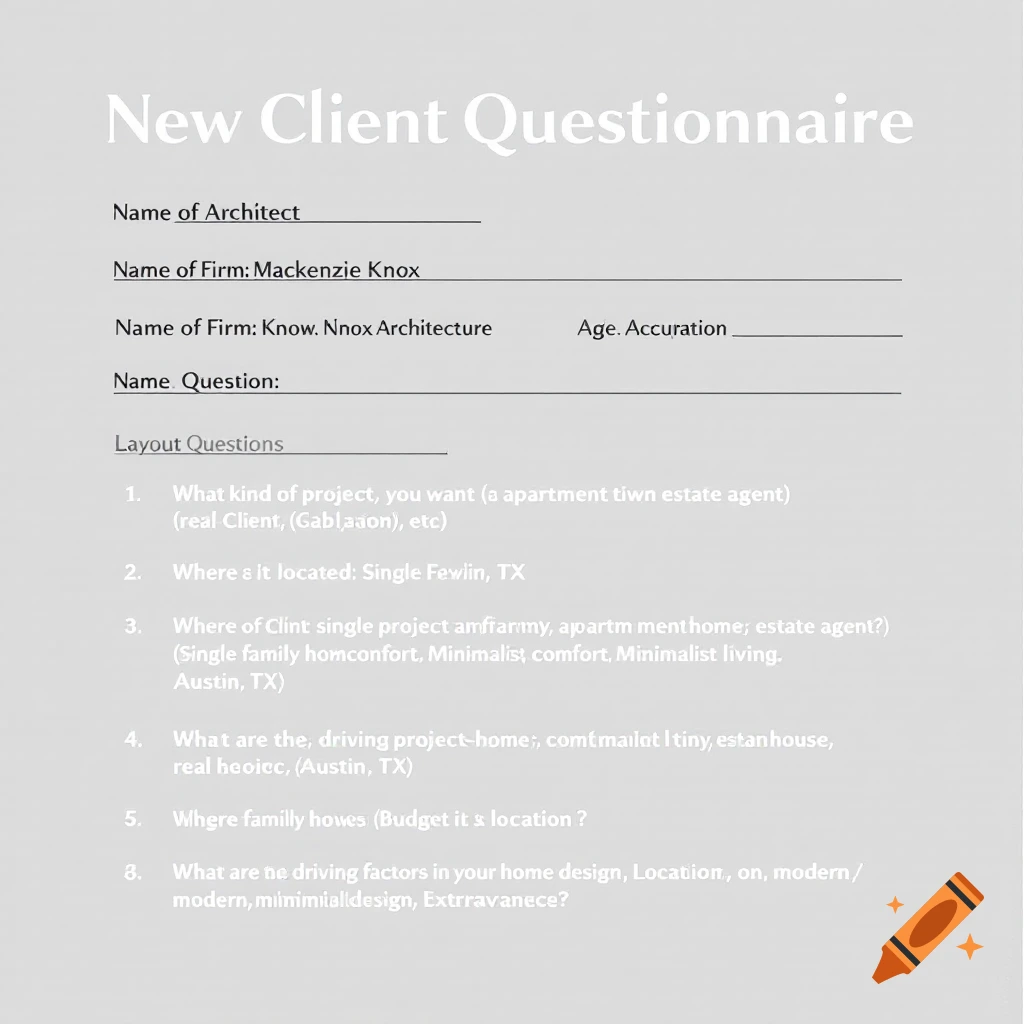 New Client Questionnaire for Knox Architecture featuring Mackenzie Knox ...