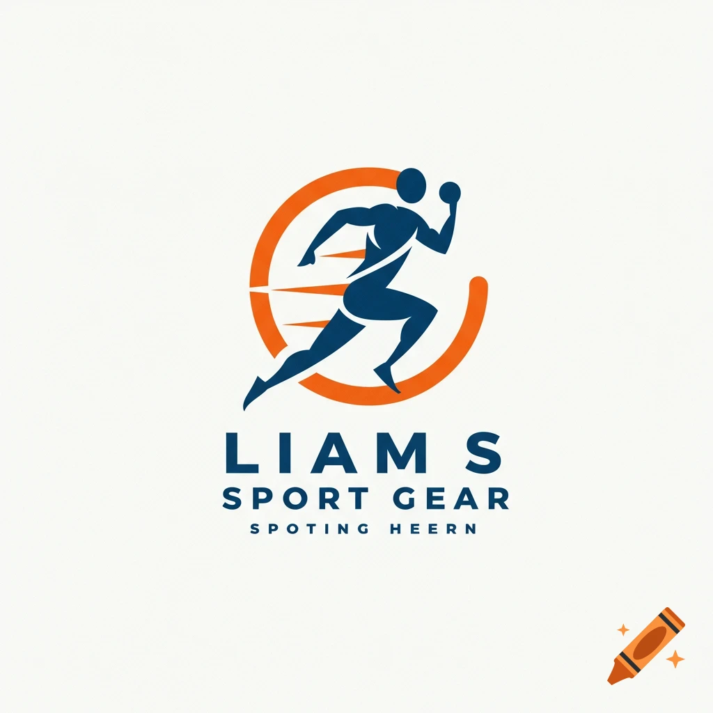 A logo featuring a blue runner inside an orange circle with text below ...