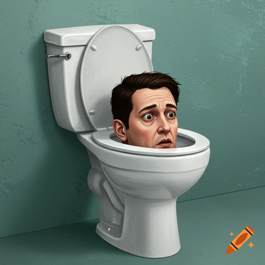 Toilet with a head sticking out on Craiyon
