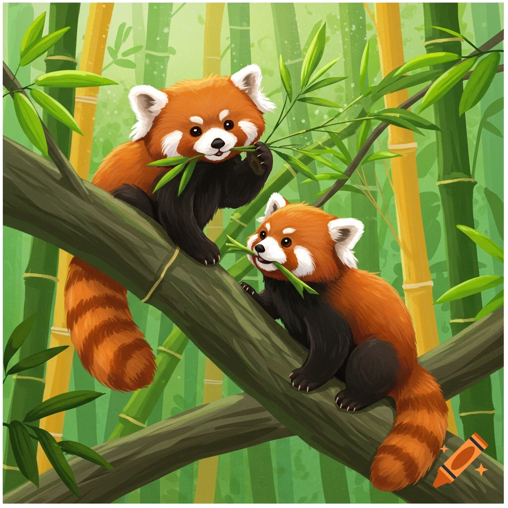 A happy red panda in a red soccer uniform standing with a soccer ball. on Craiyon