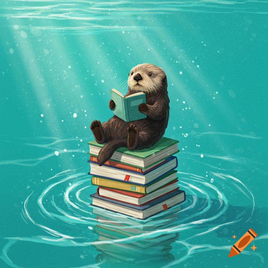 Sea Otter reading books on Craiyon