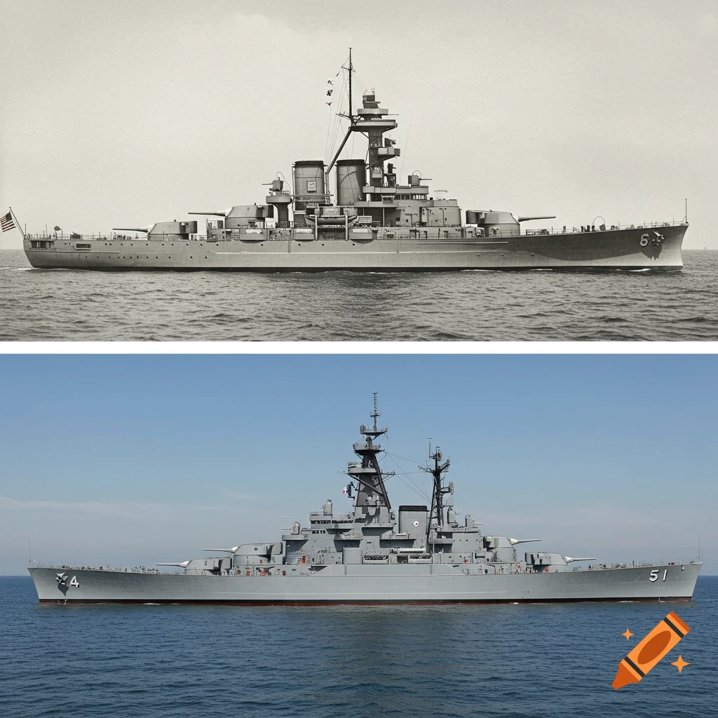 Silhouette comparison of the battleship Georgia BB15 (1906) and the ...