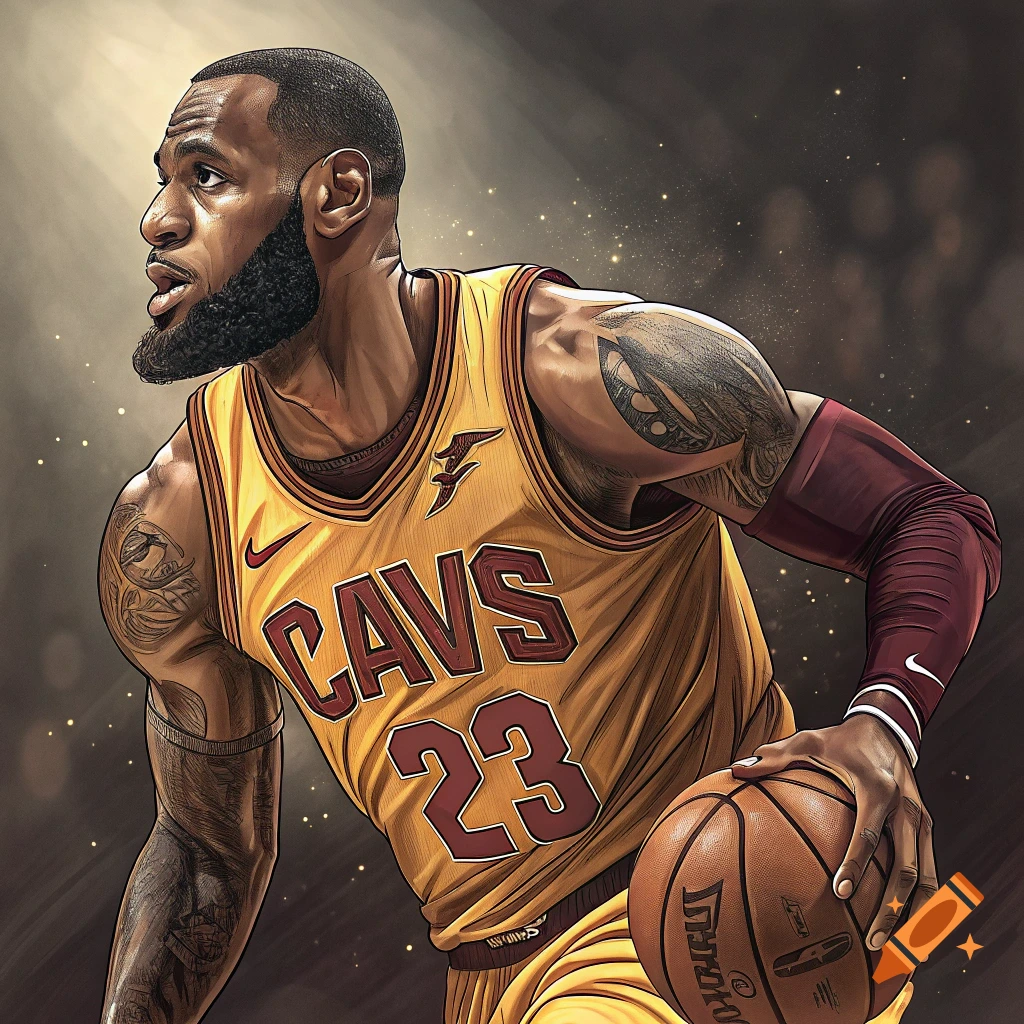 Illustration of LeBron James crying while wearing a Cleveland Cavaliers ...