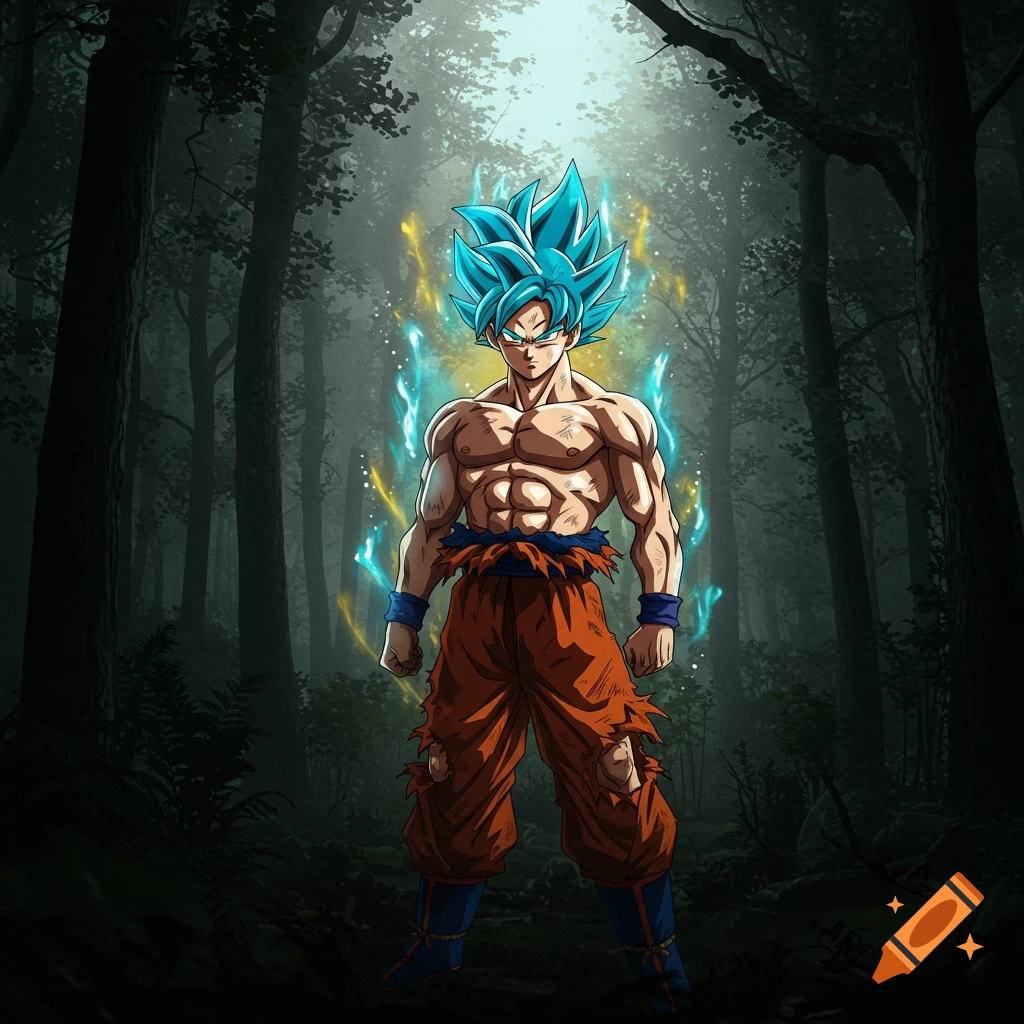 Goku in Ultra Instinct form stands in front of a galaxy background. on ...