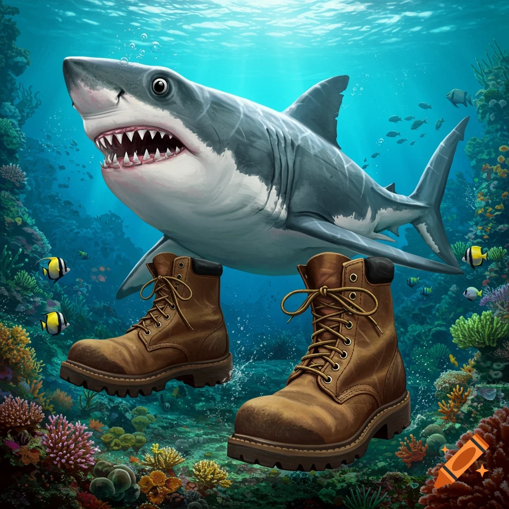 Shark wearing shoes on Craiyon