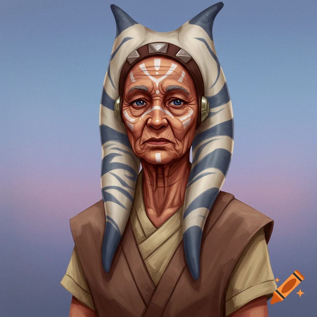 A stylized portrait of a humanoid alien character with orange skin and ...