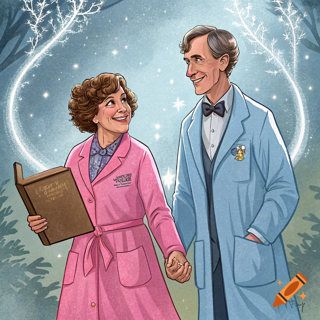 Illustration of a woman resembling Dolores Umbridge in pink, holding an ...