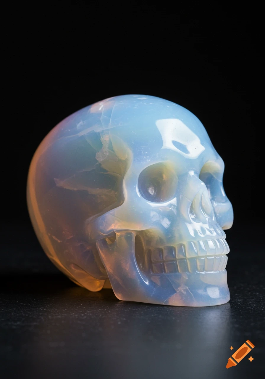 Opalite crystal skull on Craiyon