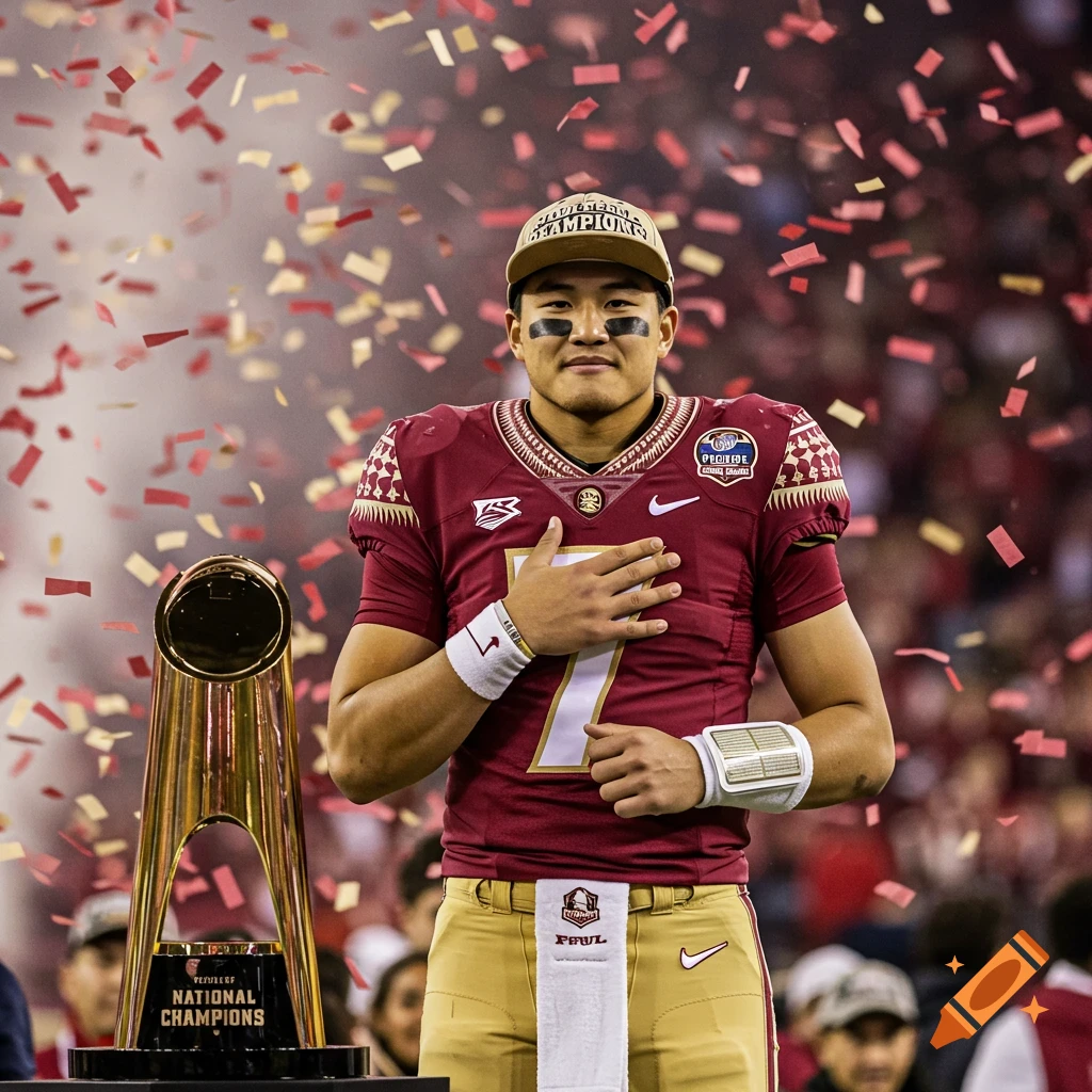Football players in white jerseys celebrate a championship with a ...
