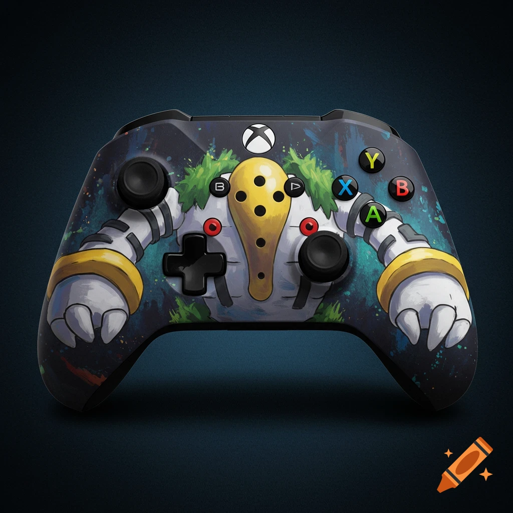 An Xbox controller custom painted with the Pokemon Regigigas design. on ...