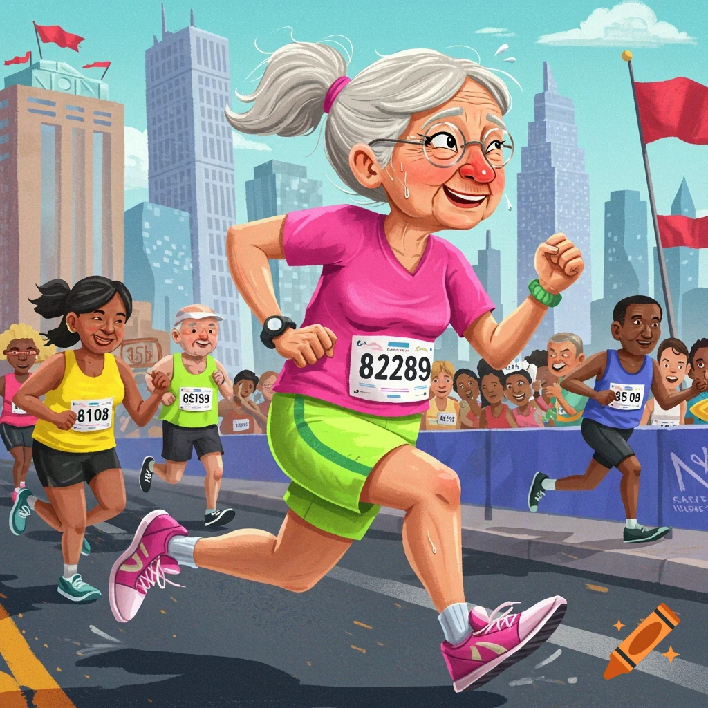 Grandma running a marathon on Craiyon