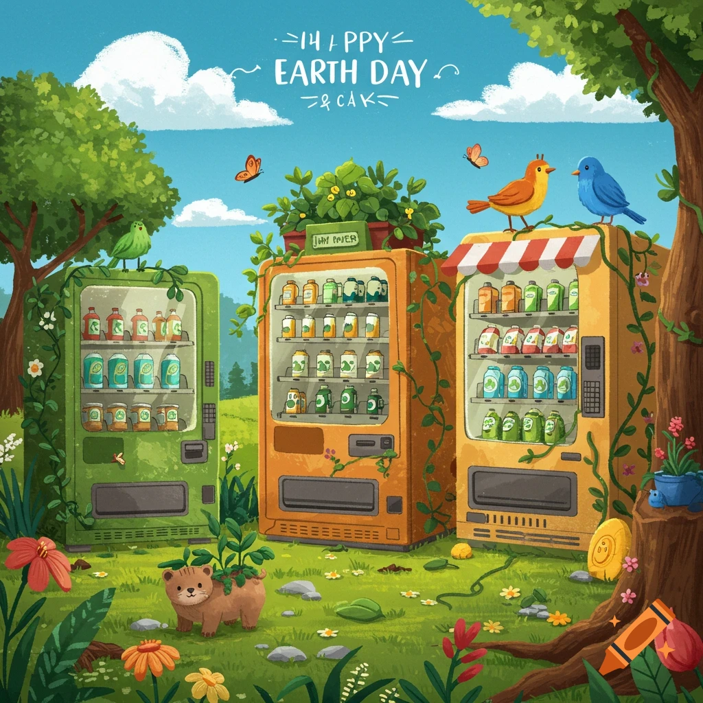 Earth Day themed image with vending machines on Craiyon