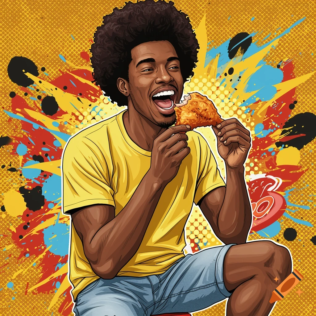 Black man eating chicken on Craiyon