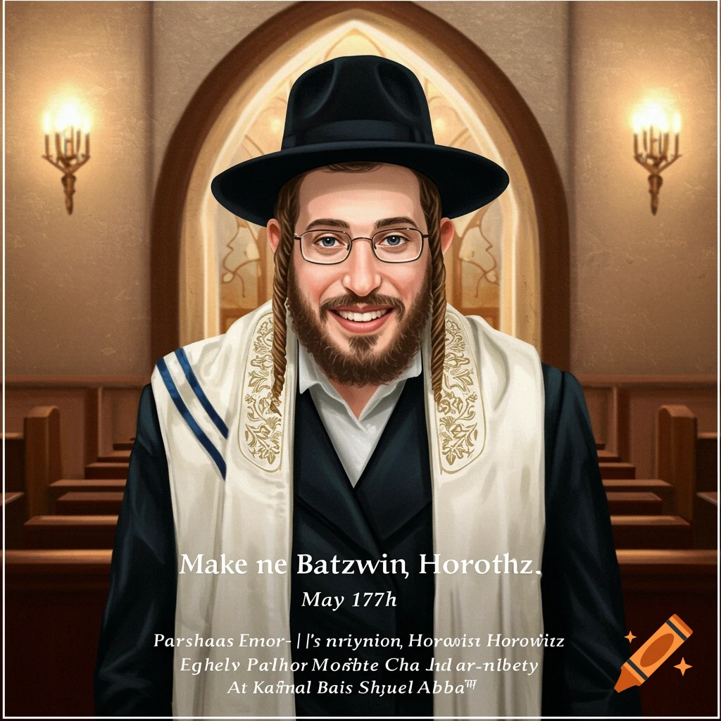 Bar Mitzvah invitation for Moshe Chaim Horowitz, Parshas Emor, May 17th ...