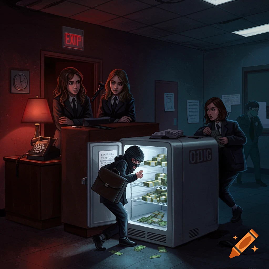 Title slide for student film 'The Heist' showing girls planning a heist ...