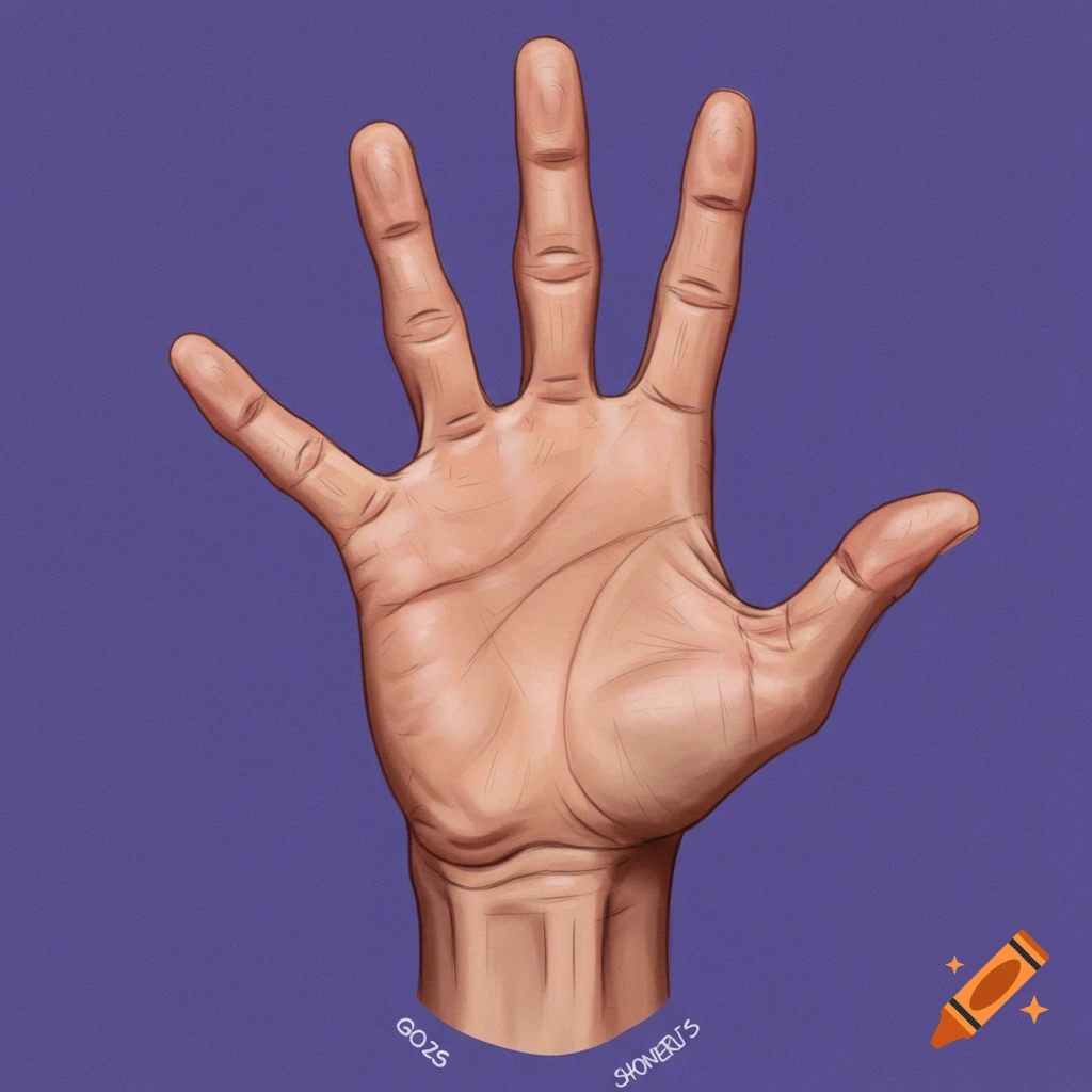 Human hand with five fingers on Craiyon