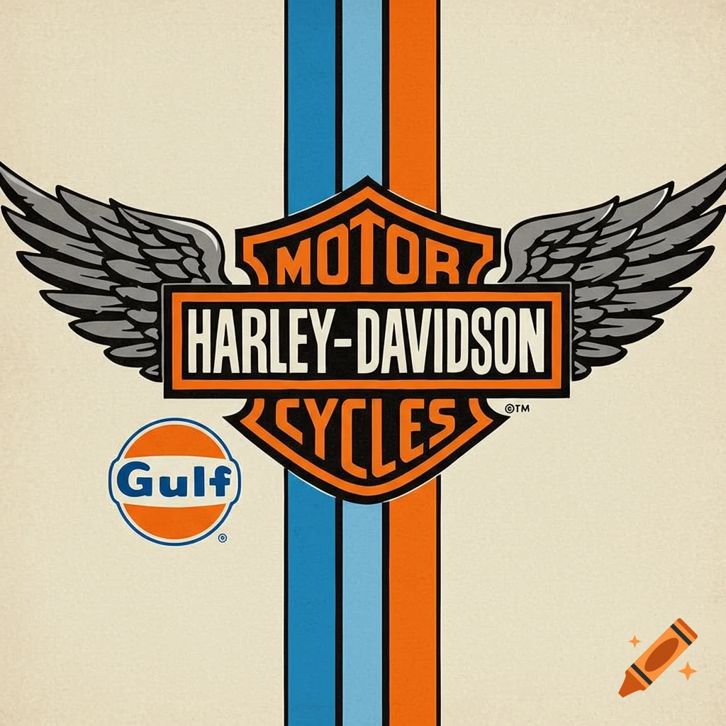 Harley Davidson and Gulf Oil logos combined on Craiyon