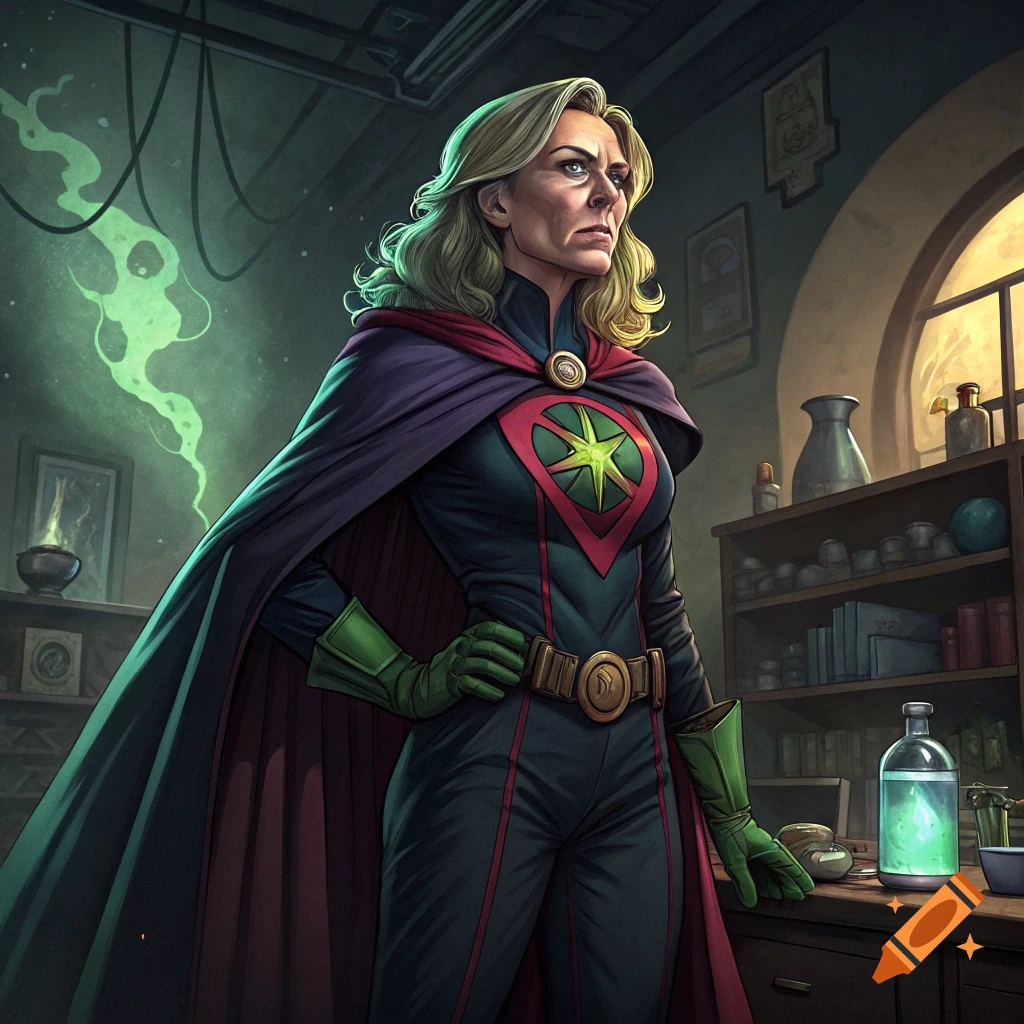 Marjorie Taylor Greene cosplaying as Dr. Blight on Craiyon