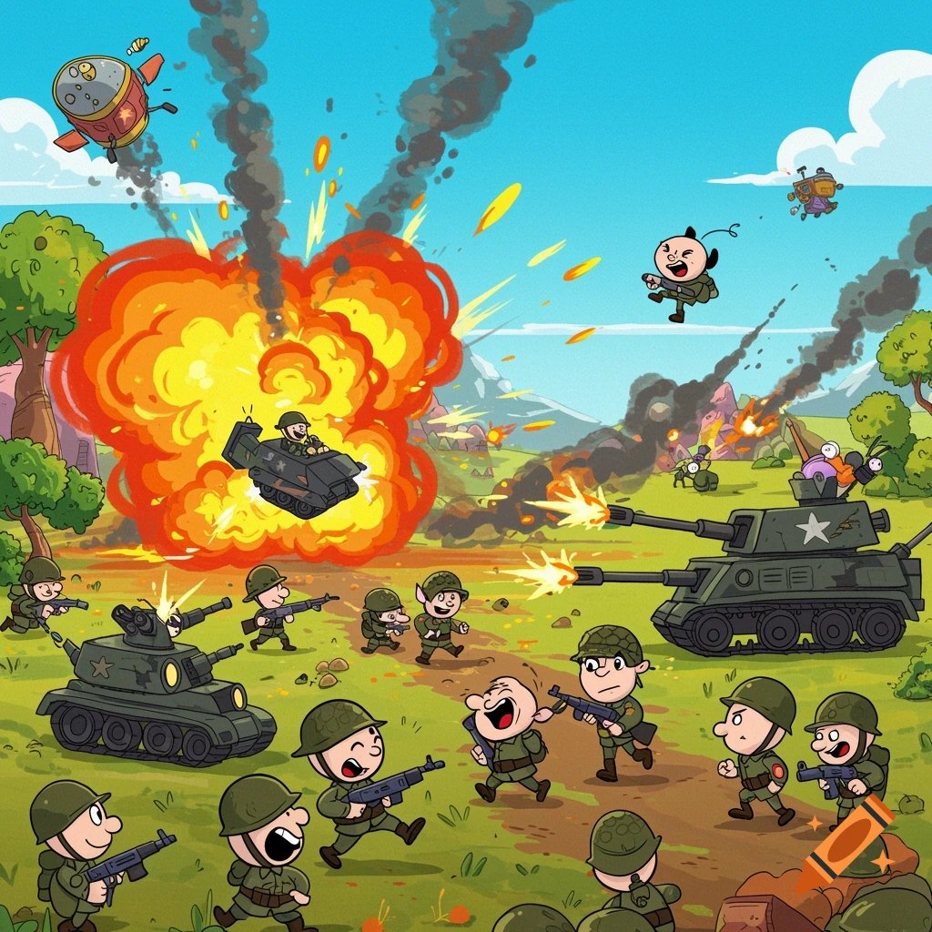 Cartoon illustration of Kerbal characters and rockets launching under a ...