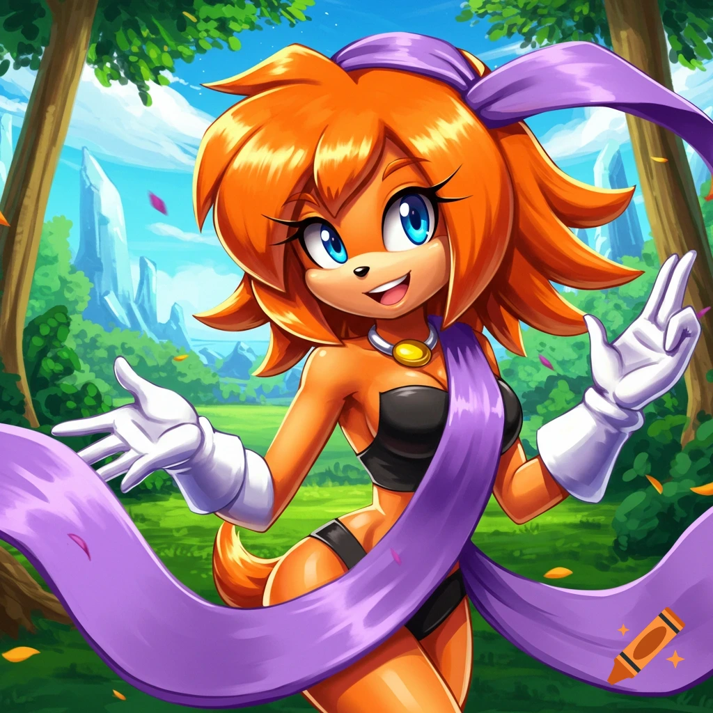 Anthropomorphic orange fox character with blue eyes, black bikini ...