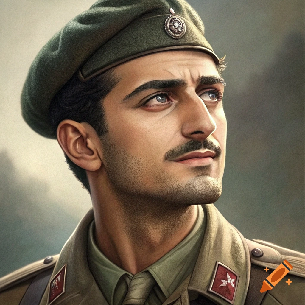 Handsome young Turkish soldier Etemad, resembling Leonidas Papadopulous ...