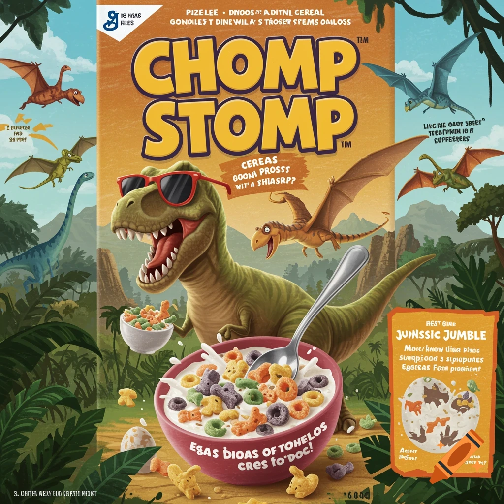 A cartoon cereal box for "SPANGLES AND STARS" cereal featuring a bald ...